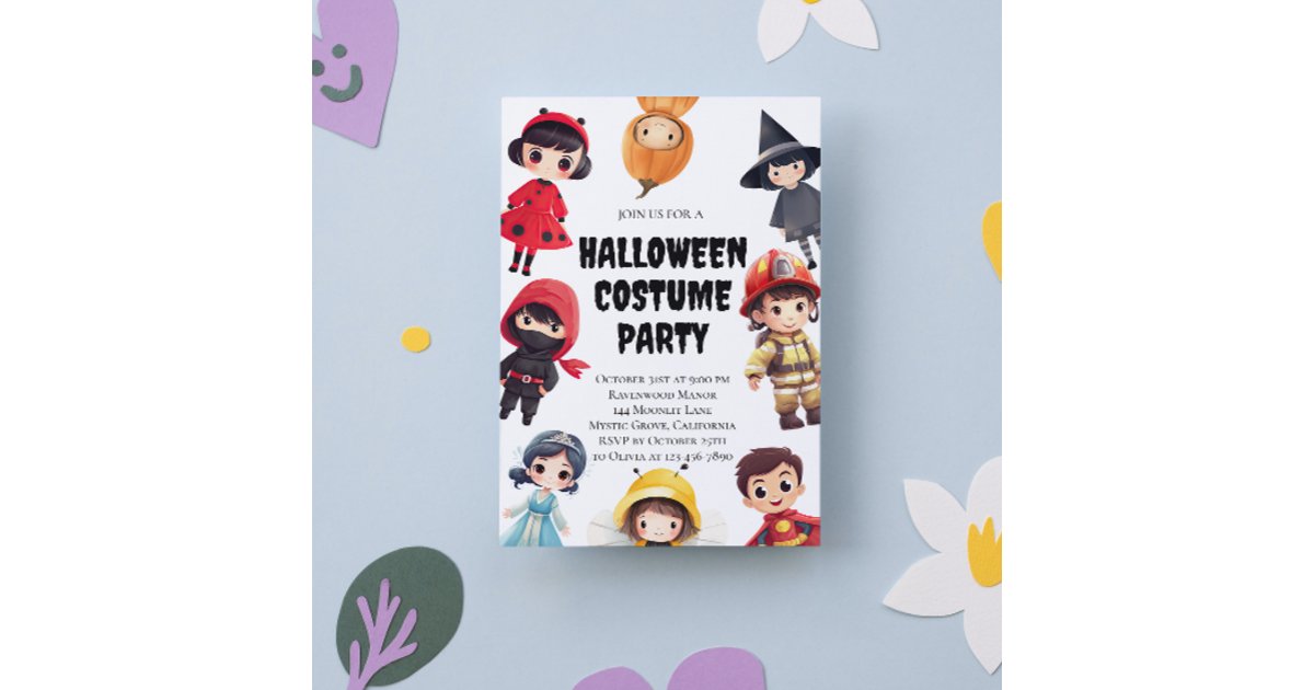 Cute Halloween Costume Party Invitation for Kids | Zazzle