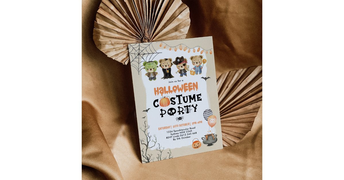 Cute Halloween Costume Party Kids Invitation | Zazzle