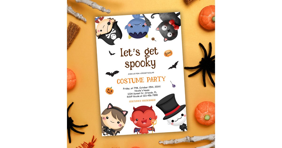 Cute Halloween Costume Party Kids Invitation | Zazzle