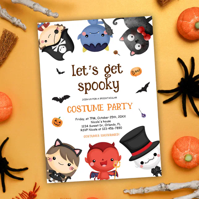Cute Halloween Costume Party Kids Invitation | Zazzle