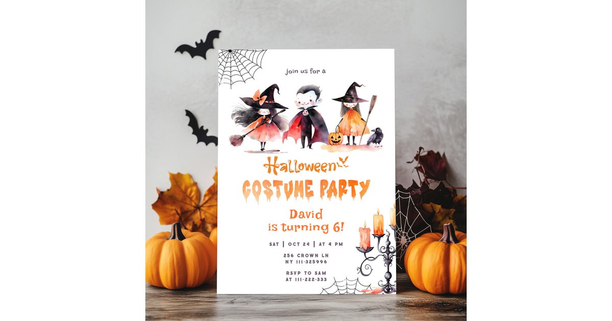 Cute Halloween Costume party spooky birthday Invitation | Zazzle