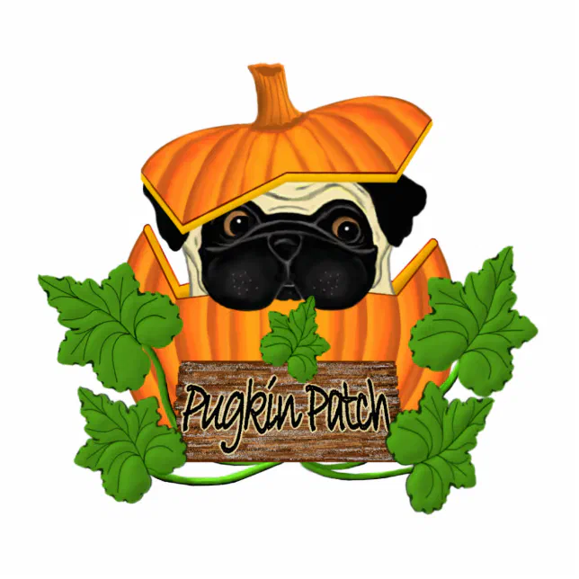 Cute Halloween Fall Pug Pugkin Pumpkin Patch Cutout | Zazzle