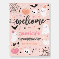 Cute Halloween Ghost 1st Birthday Party Welcome Foam Board | Zazzle