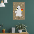 Cute Halloween Ghost & Pumpkin on Beige Poster | Zazzle
