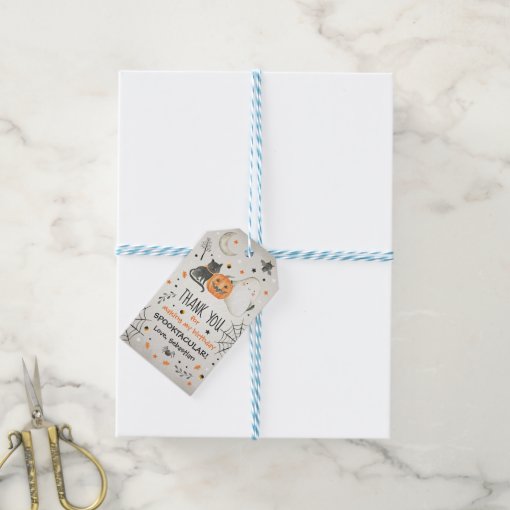 Cute Halloween Ghost Spooktacular Birthday Decor Gift Tags | Zazzle