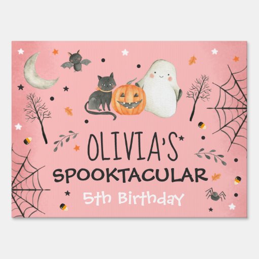 Cute Halloween Ghost Spooktacular Birthday Decor Sign | Zazzle