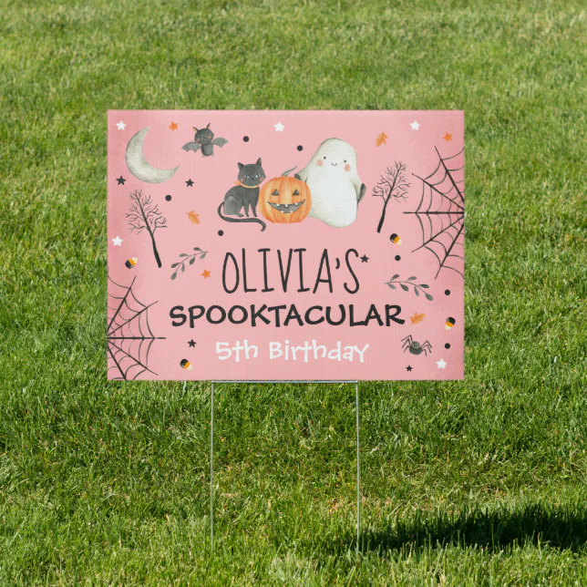 Cute Halloween Ghost Spooktacular Birthday Decor Sign | Zazzle