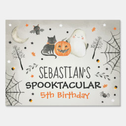 Cute Halloween Ghost Spooktacular Birthday Decor Sign | Zazzle
