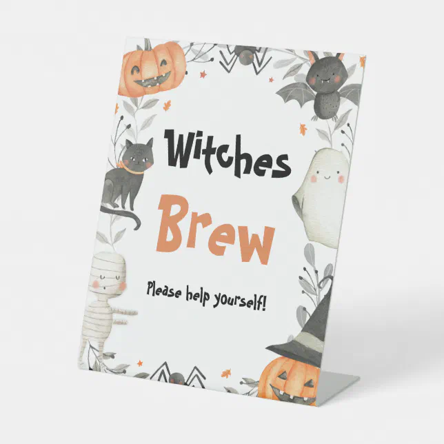 Cute Halloween Ghost Witches Brew Drinks Sign | Zazzle