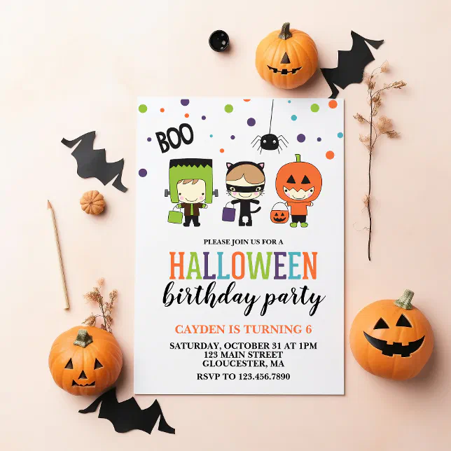 Cute Halloween Kids Birthday Party Invitation | Zazzle