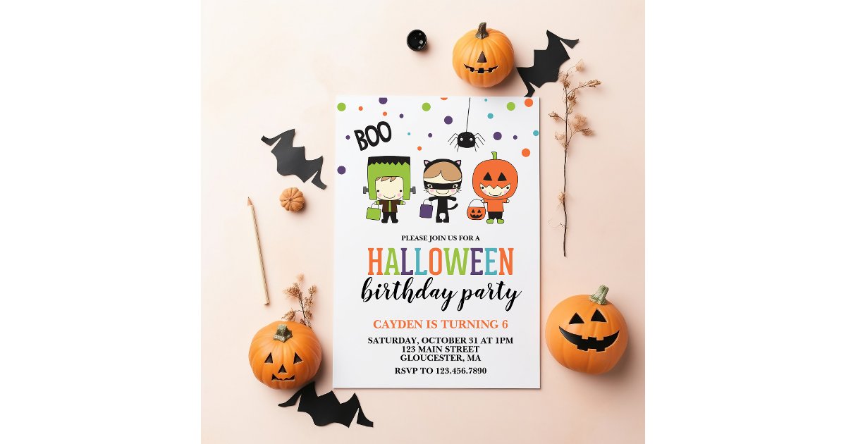 Cute Halloween Kids Birthday Party Invitation | Zazzle