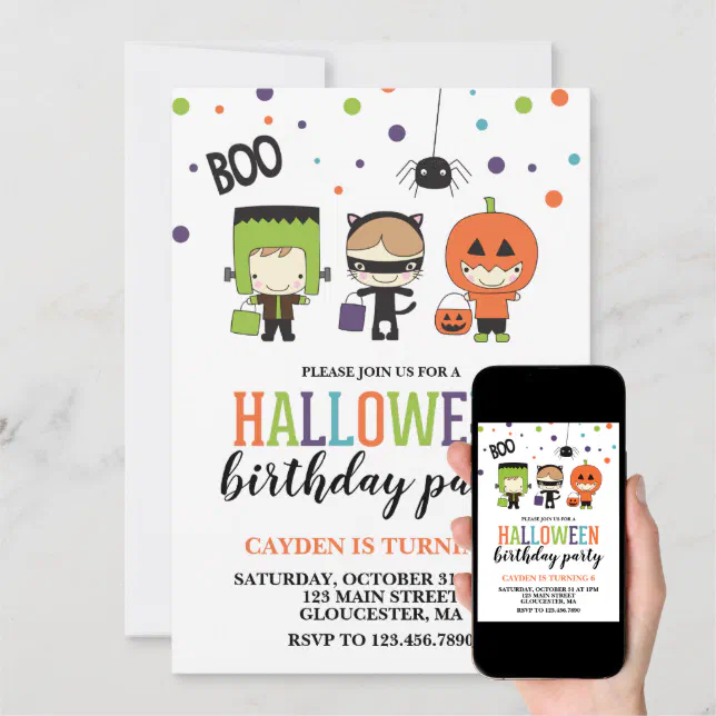 Cute Halloween Kids Birthday Party Invitation | Zazzle