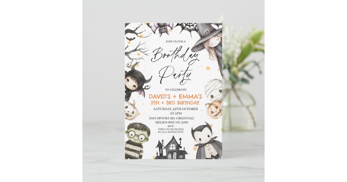 Cute Halloween Kids Boothday Party Join Birthday Invitation | Zazzle