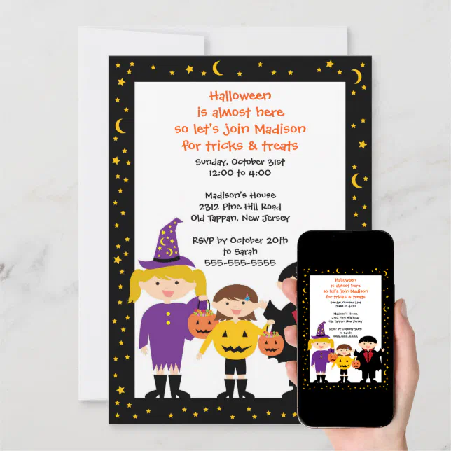 Cute Halloween Kids Costume Party Invitation | Zazzle