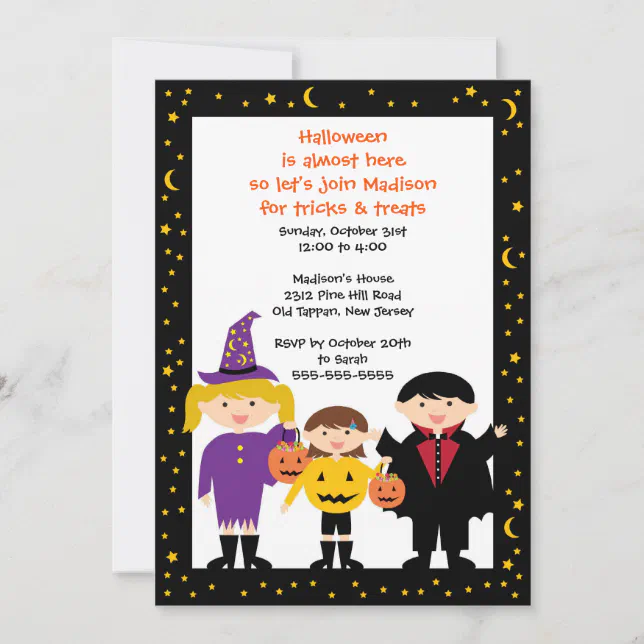 Cute Halloween Kids Costume Party Invitation | Zazzle