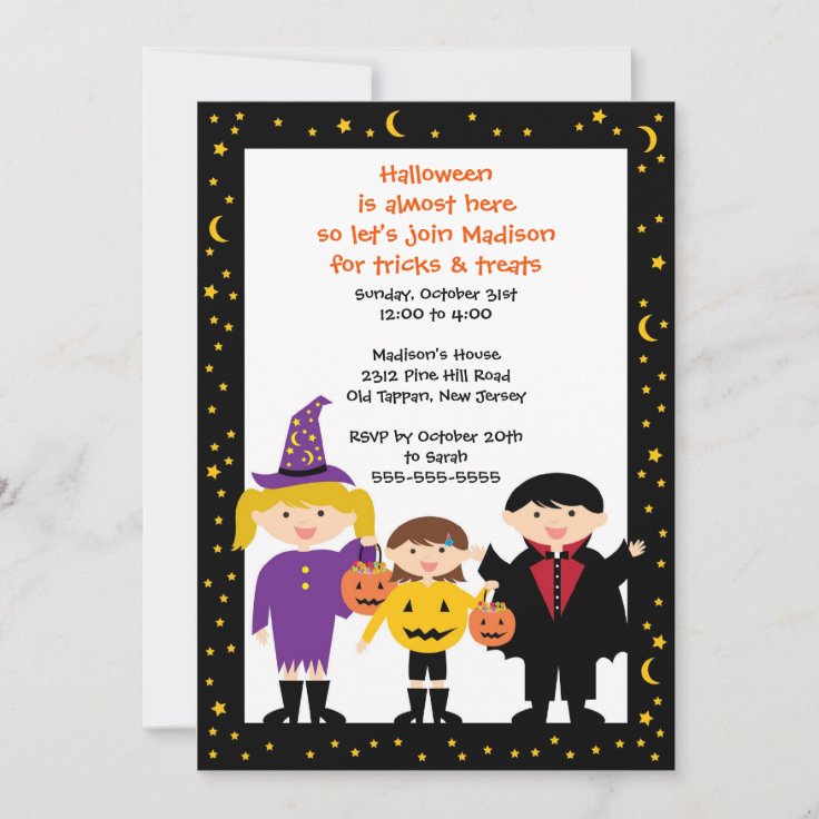 Cute Halloween Kids Costume Party Invitation | Zazzle