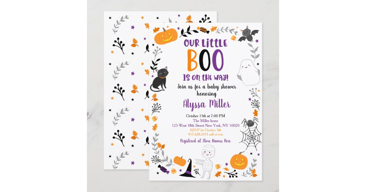 Cute Halloween Little Boo Baby Shower Invitation | Zazzle
