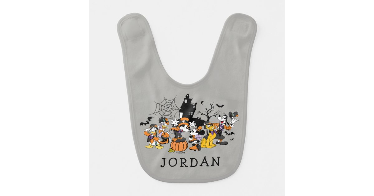 Cute Halloween Mickey and Friends Baby Bib | Zazzle