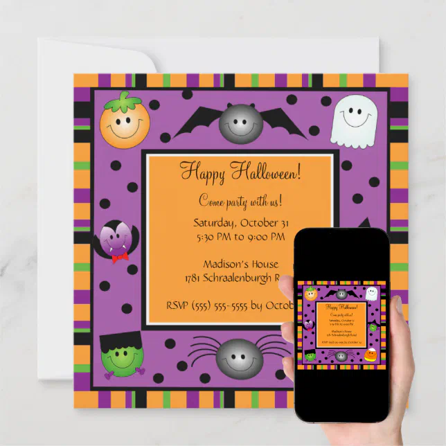 Cute Halloween Party Invitation for Kids | Zazzle