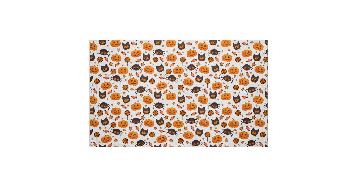Cute Halloween Pattern Illustration Fabric | Zazzle