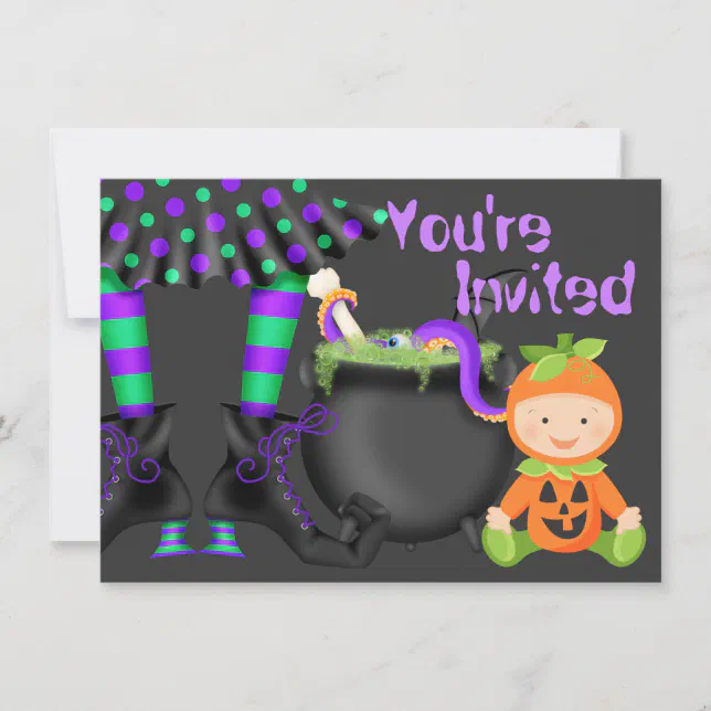 Cute Halloween Pumpkin Baby 1st Birthday Invite | Zazzle