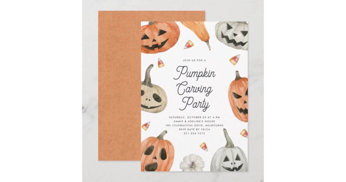 Cute Halloween Pumpkin Carving Party Invitation | Zazzle