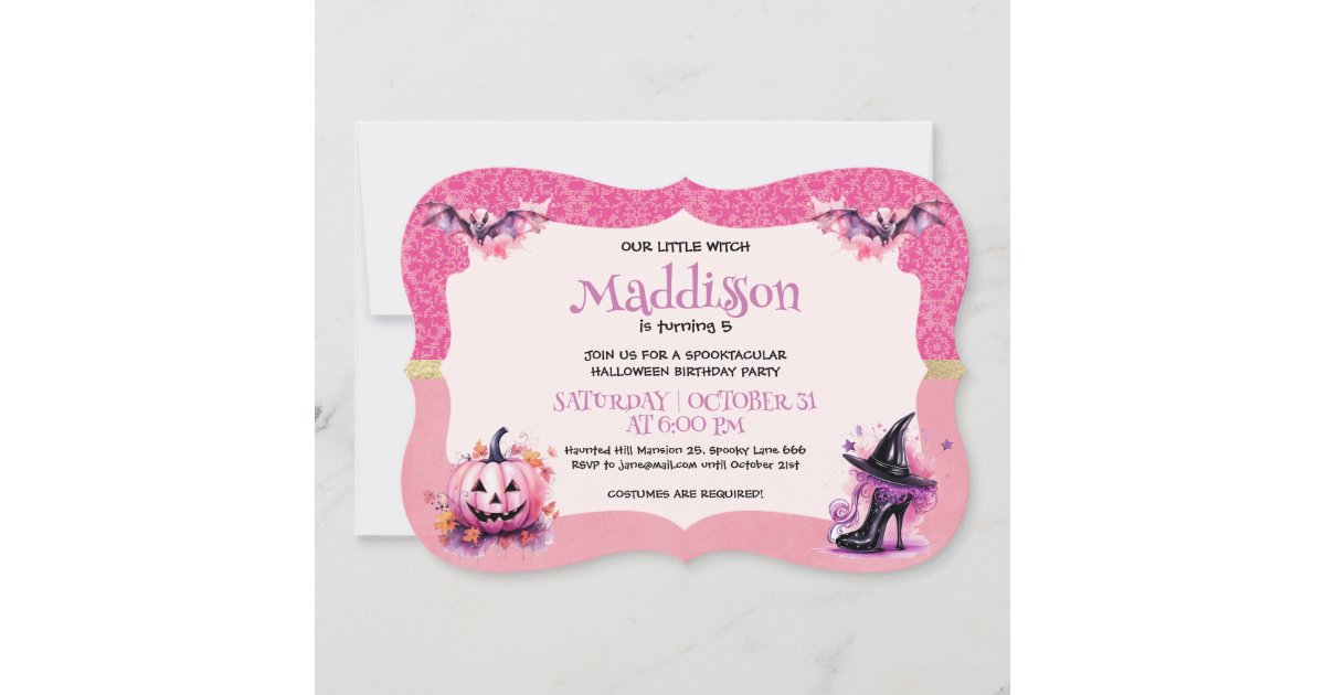 Cute Halloween Witch Birthday Party Invitation | Zazzle