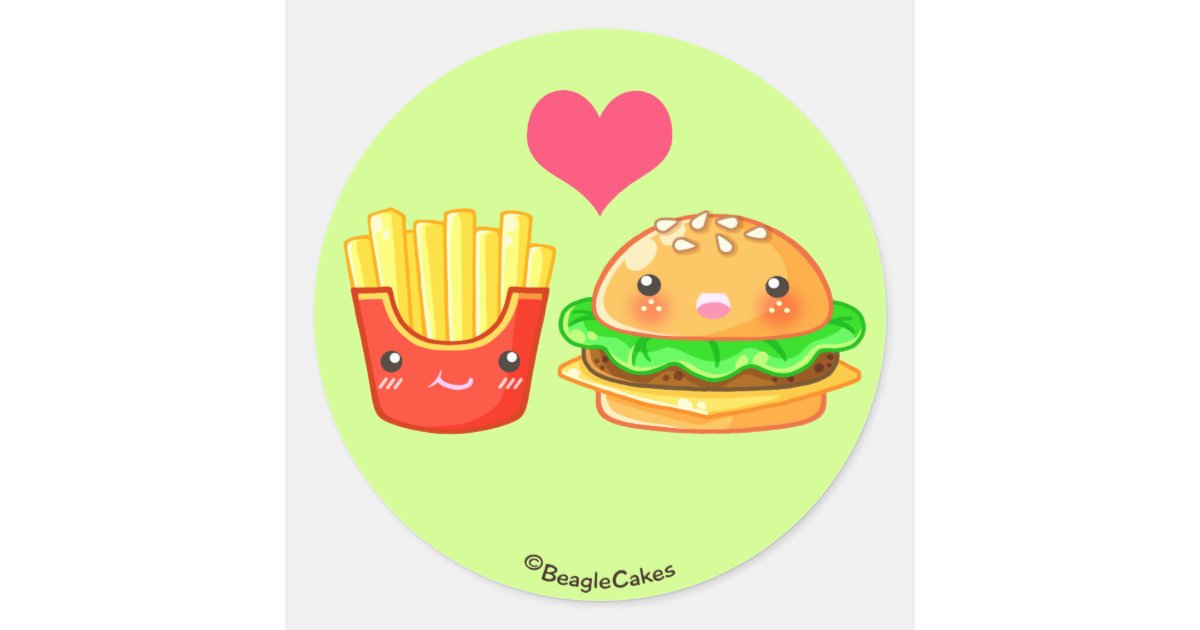 Cute Hamburger & Fries Sticker | Zazzle