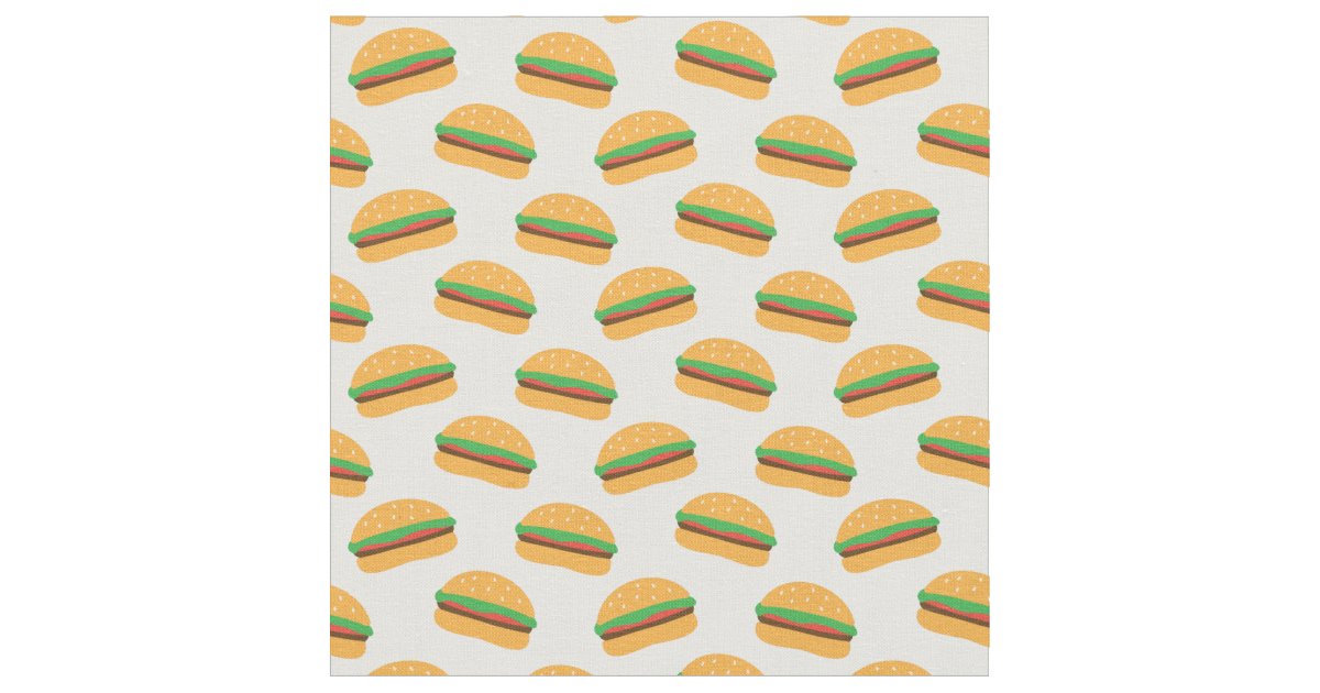 Cute Hamburger Pattern Fabric | Zazzle