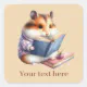 Cute hamster book lovers add text Square Sticker | Zazzle
