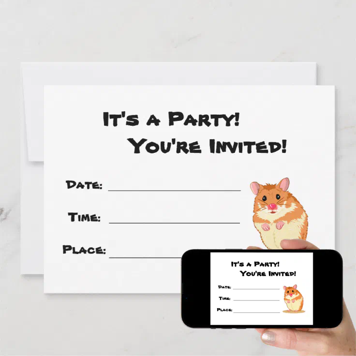 Cute hamster party invitation | Zazzle