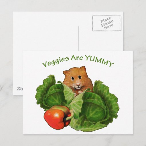 Cute Hamster: Veggies Are Yummy: Health, Nutrition Postcard | Zazzle