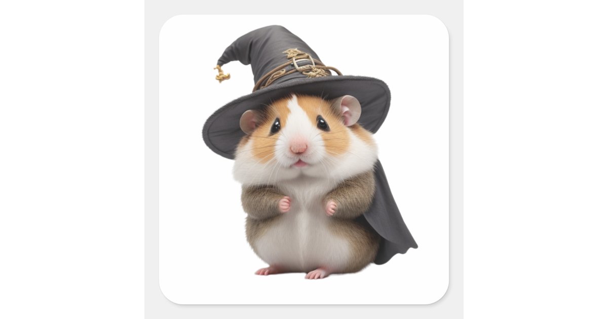 Cute Hamster Witch Square Sticker | Zazzle