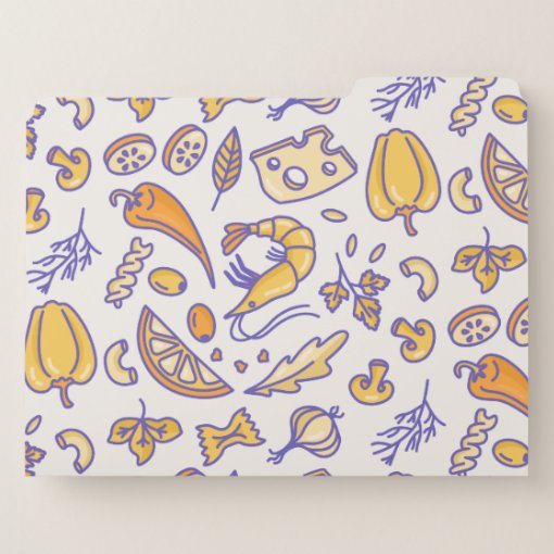 Cute Hand Drawn Food Restaurant Pattern File Folder | Zazzle