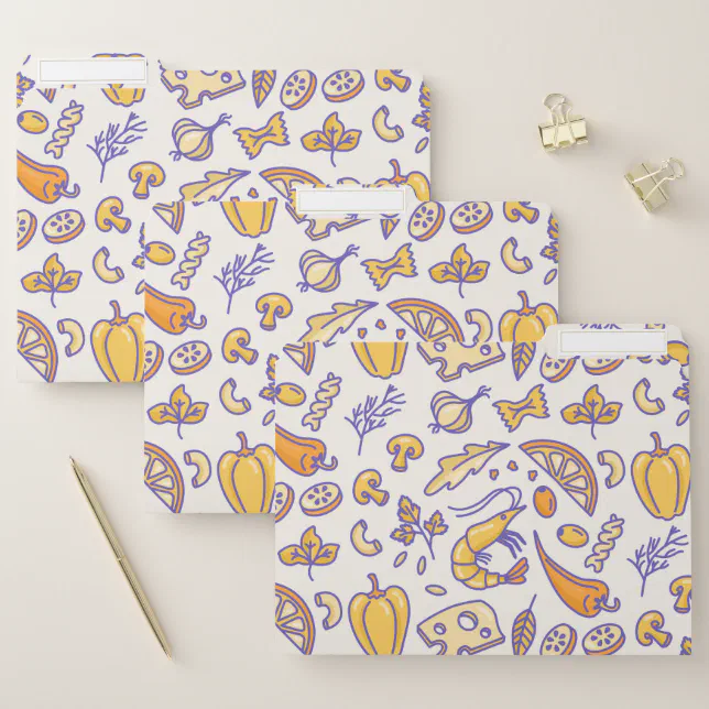 Cute Hand Drawn Food Restaurant Pattern File Folder | Zazzle