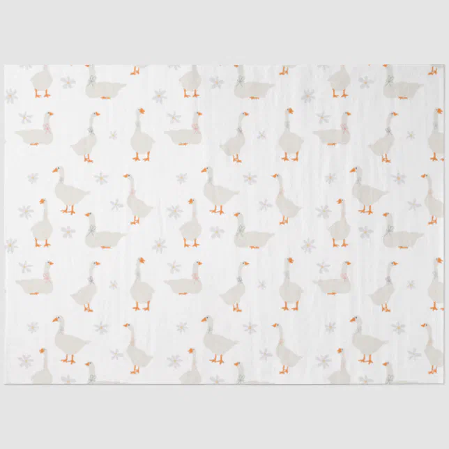 Cute Hand Drawn Goose & Daisies Tissue Paper | Zazzle