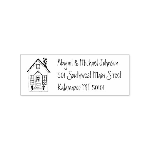 Cute Hand-Drawn House Name & Address Stamp | Zazzle