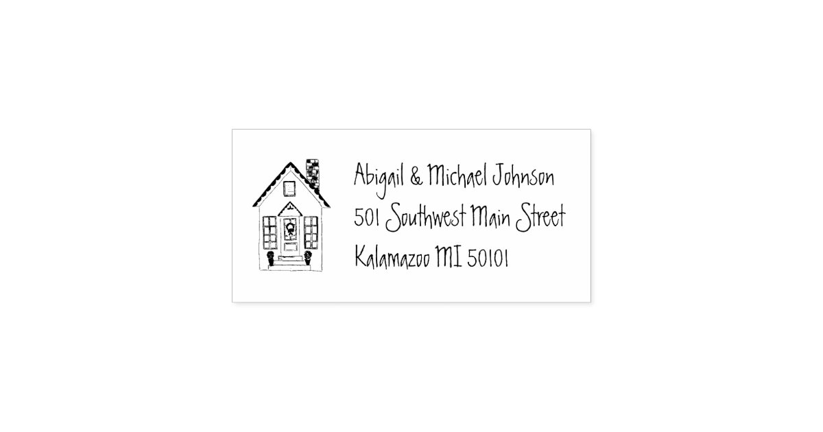 Cute Hand-Drawn House Name & Address Stamp | Zazzle