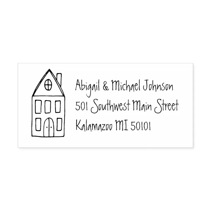 Cute Hand-Drawn House Name & Address Stamp | Zazzle