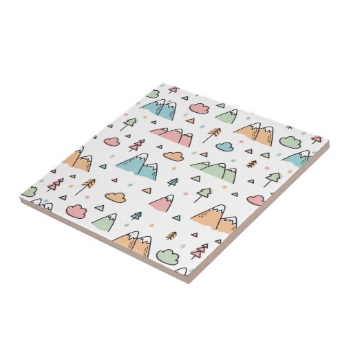 Cute Hand Drawn Mountain Scene Pattern Ceramic Tile | Zazzle