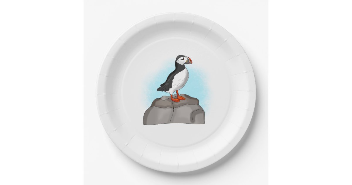 Cute Hand drawn Puffin Paper Plates | Zazzle