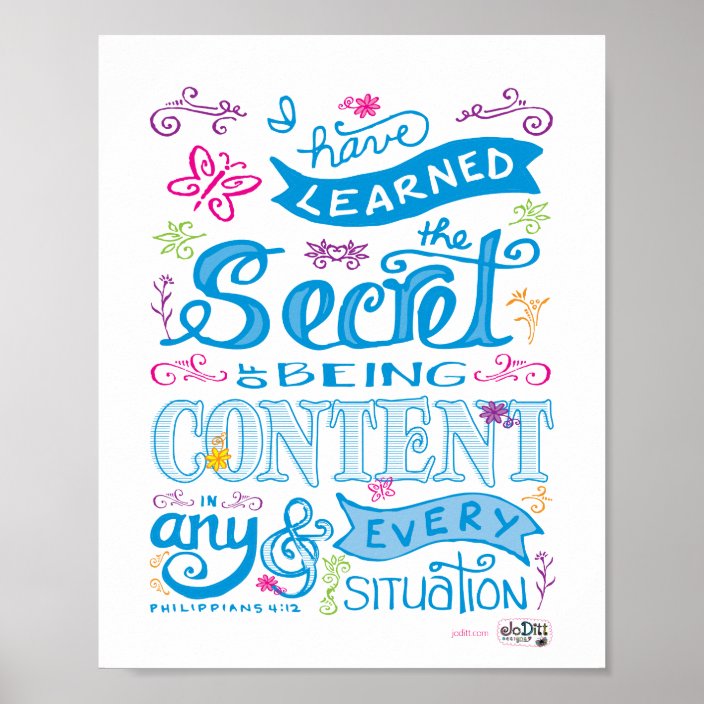 Cute Hand Lettered Bible Verse Scripture Pink Blue Poster | Zazzle.com