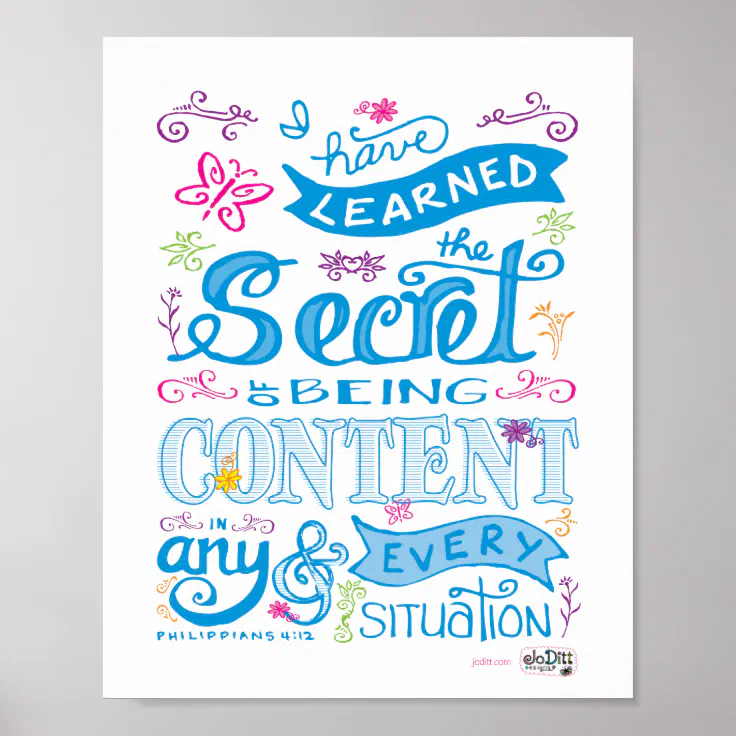 Cute Hand Lettered Bible Verse Scripture Pink Blue Poster | Zazzle