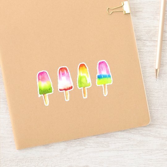 Cute hand painted popsicle ice-block pop art sticker | Zazzle.com