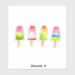 Cute hand painted popsicle ice-block pop art sticker | Zazzle