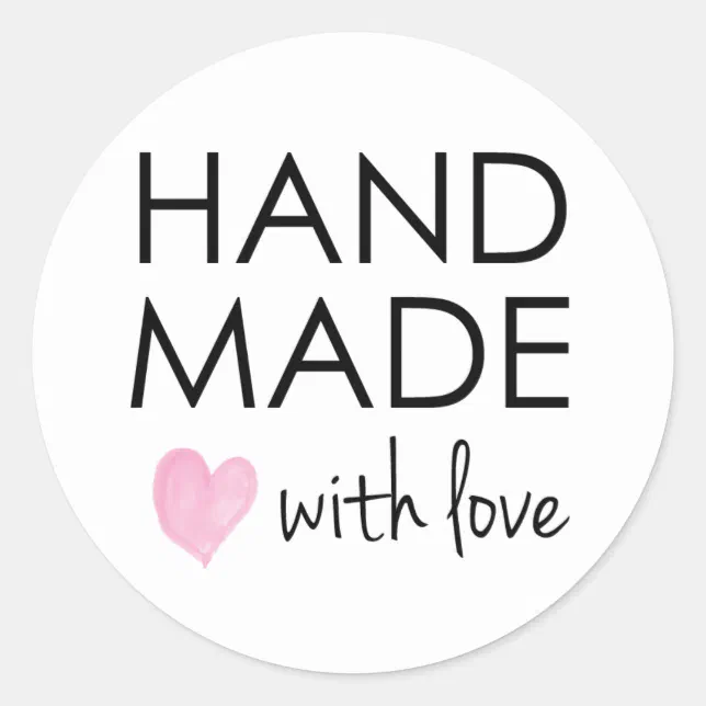 Cute Handmade with Love Classic Round Sticker | Zazzle