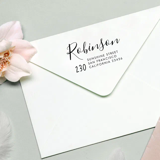 Cute Handwritten Script Family Name Return Address Self-inking Stamp ...