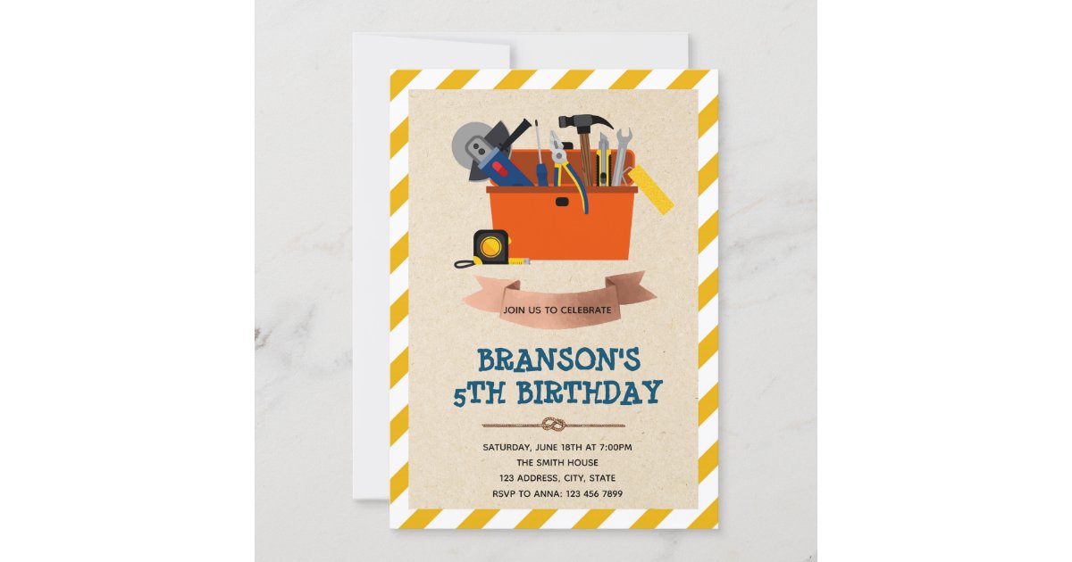 Cute handyman theme party invitation | Zazzle