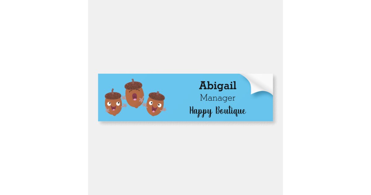 Cute happy acorns singing cartoon for kids bumper sticker | Zazzle