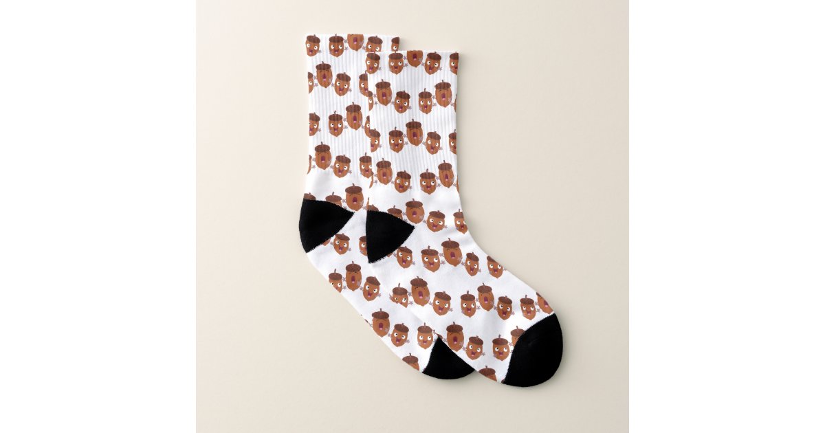Cute happy acorns singing cartoon for kids socks | Zazzle